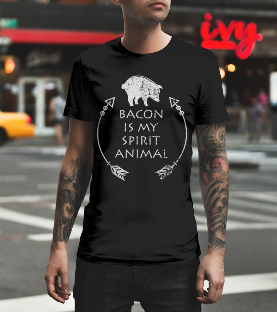 Bacon Is My Spirit Animal Pig With Arrows T-Shirt