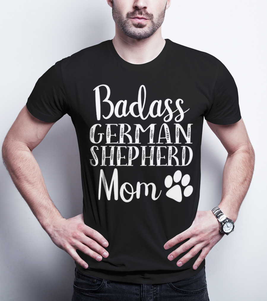 Badass German Shepherd Mom Paw Print Icon Funny Dog T-Shirt