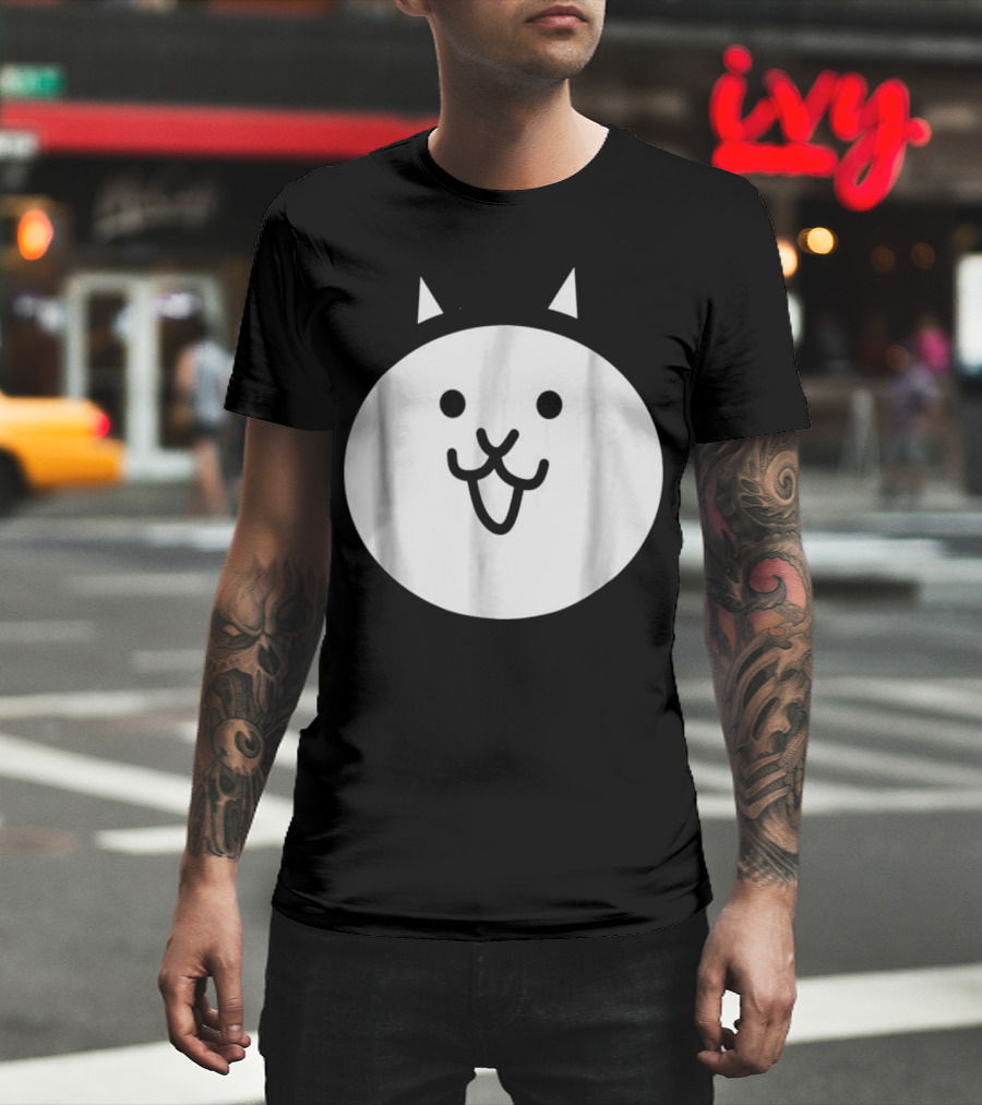 Battle Cat Meme Face Icon Cute Minimalist Circle T-Shirt