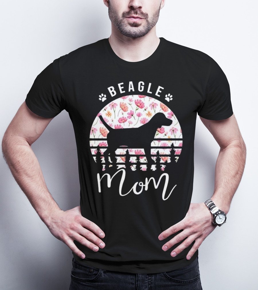 Beagle Mom Floral Mother's Day T-Shirt