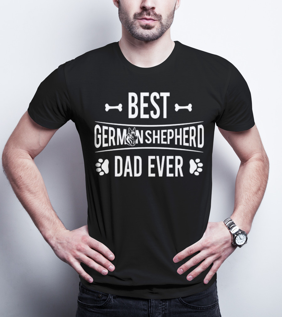 Best German Shepherd Dad Ever Paw Bones Dog Head T-Shirt