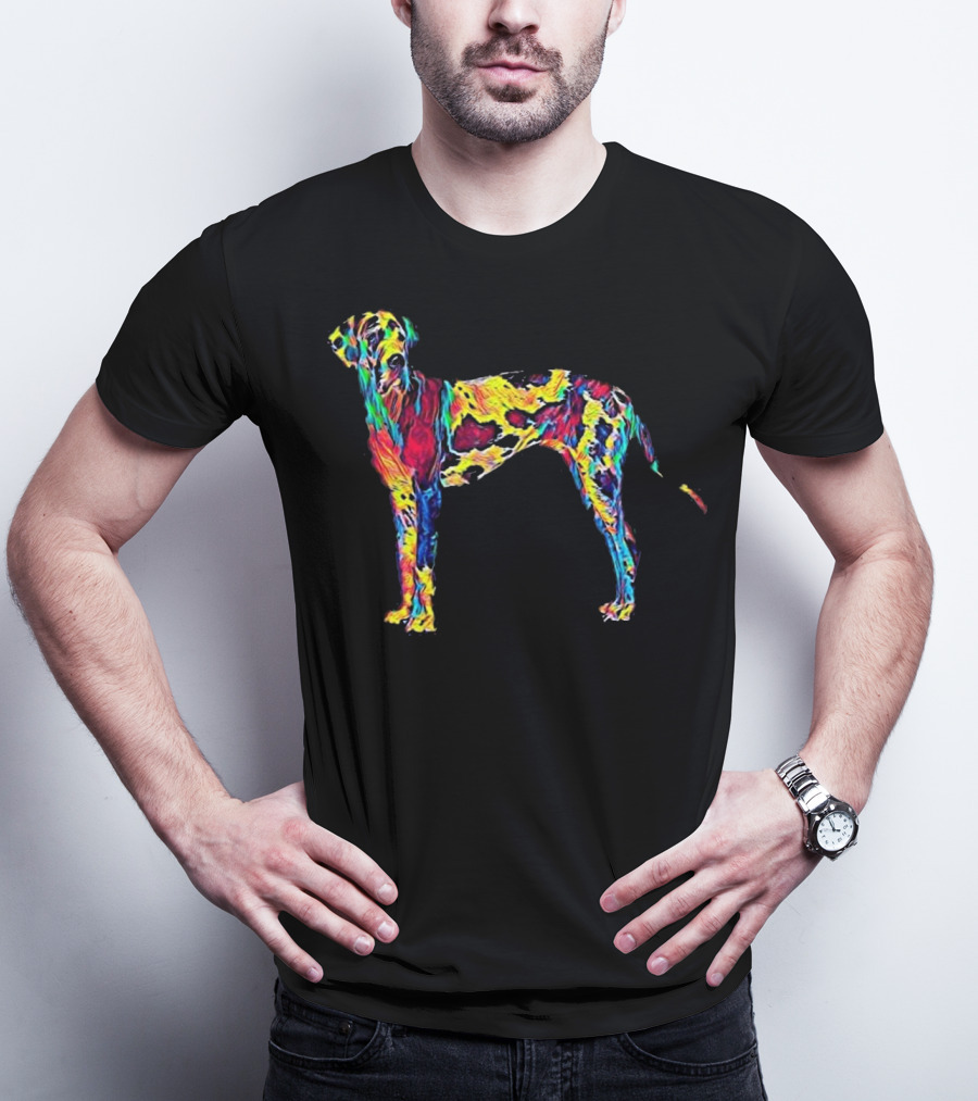 Big Dog Great Dane Colorful Psychedelic T-Shirt
