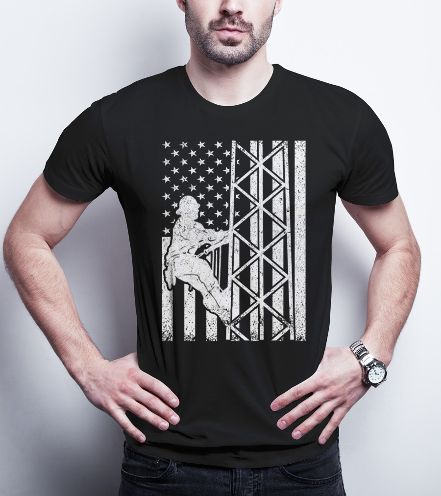 American Flag Tower Climbing T-Shirt