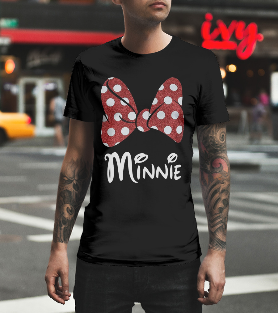 Disney Minnie Mouse Glitter Bow Red Polka Dot Minnie T-Shirt