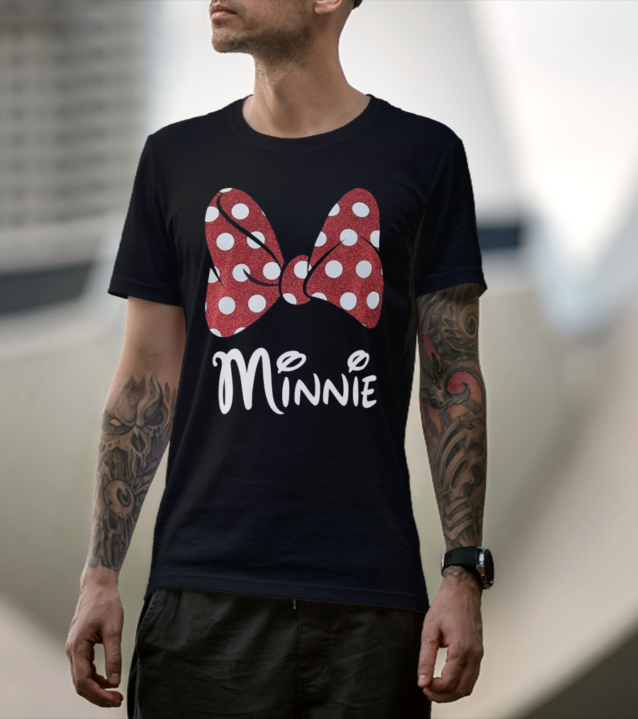 Disney Minnie Mouse Glitter Bow Red Polka Dot Minnie T-Shirt