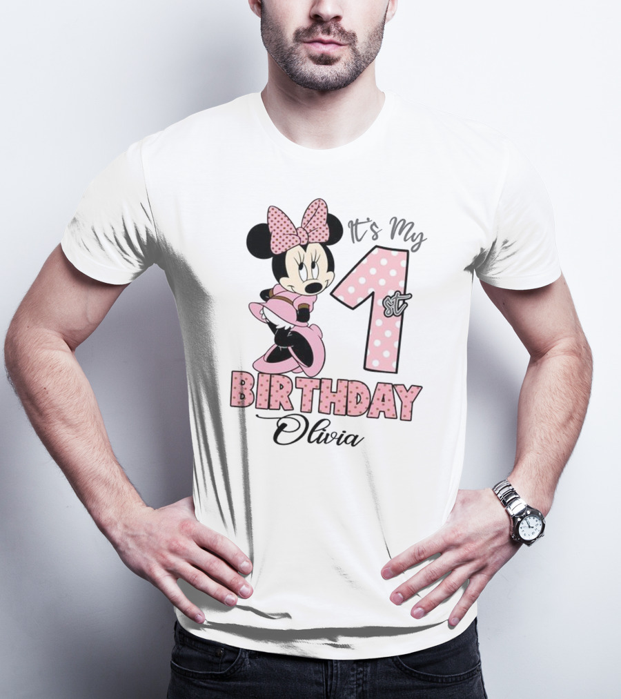 Minnie Mouse It's My 1st Birthday Olivia Party T-Shirt