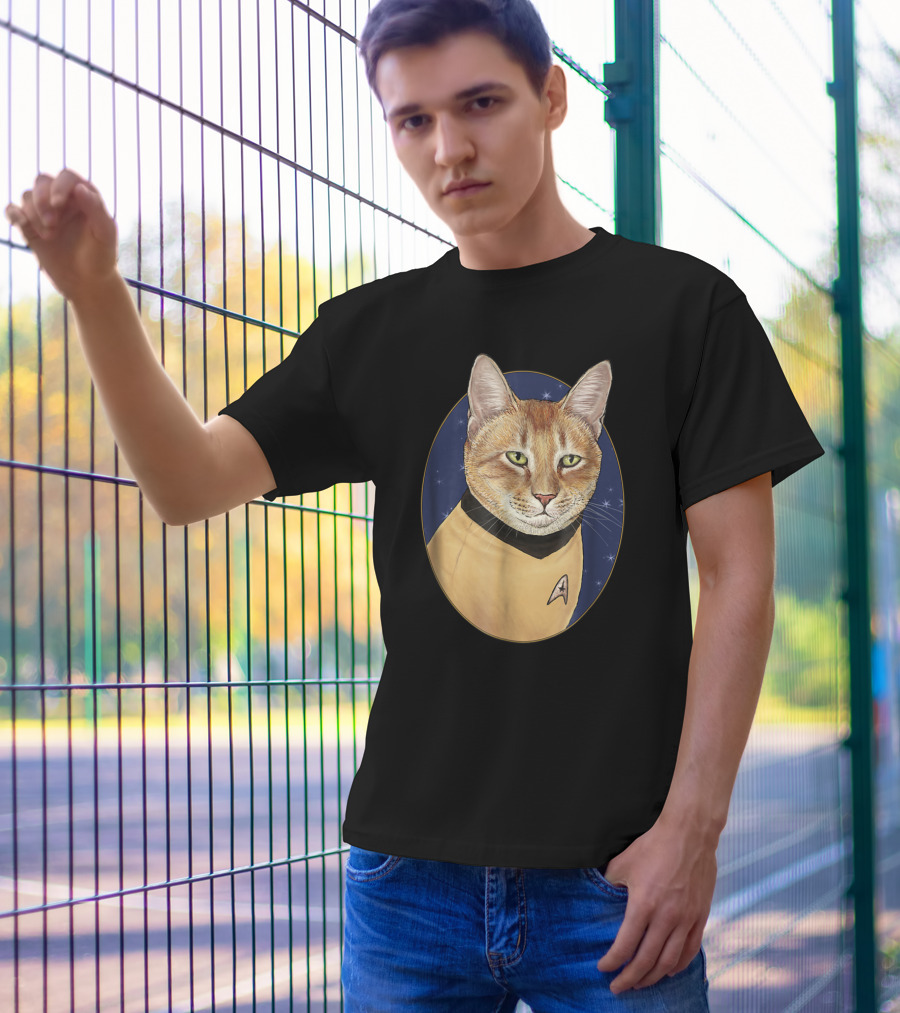 Cat Captain Kirk Starfleet Uniform Star Trek T-Shirt