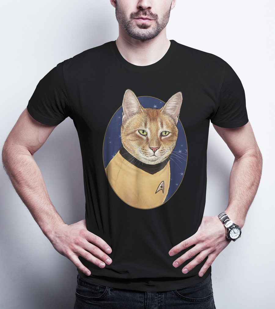 Cat Captain Kirk Starfleet Uniform Star Trek T-Shirt
