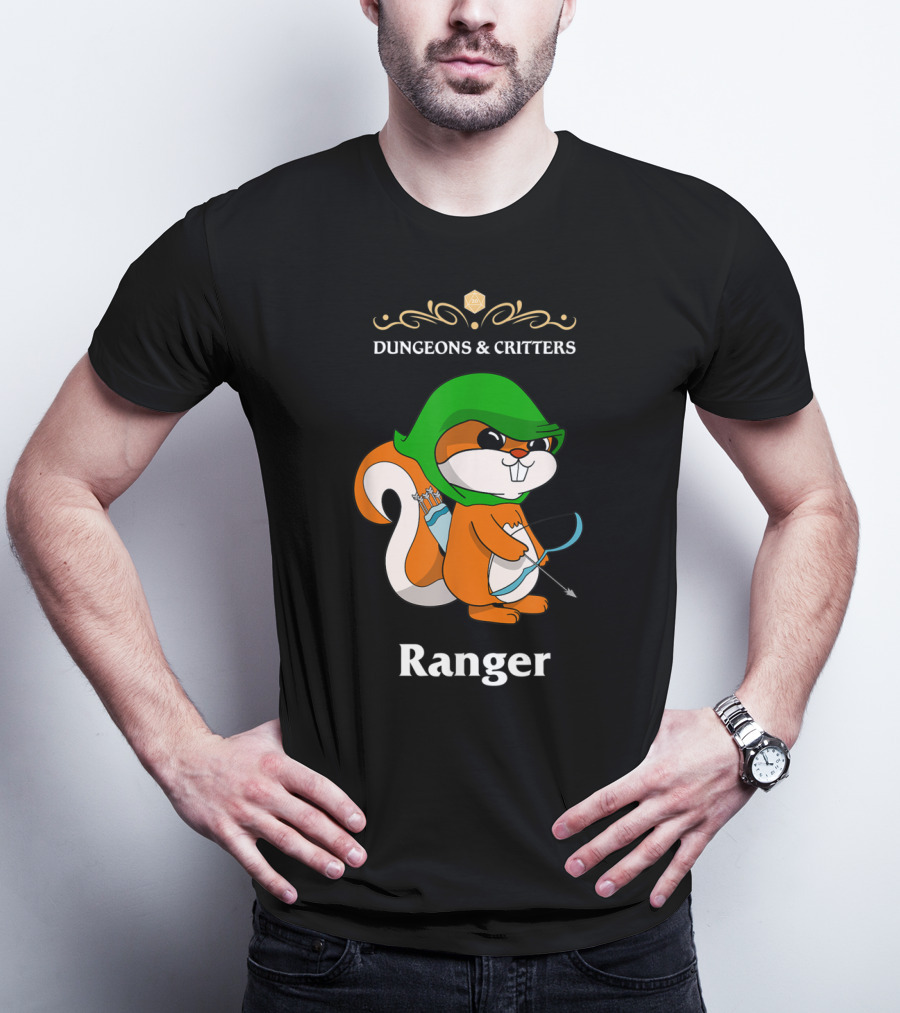 Dungeons And Critters Squirrel Ranger Bow And Arrows T-Shirt