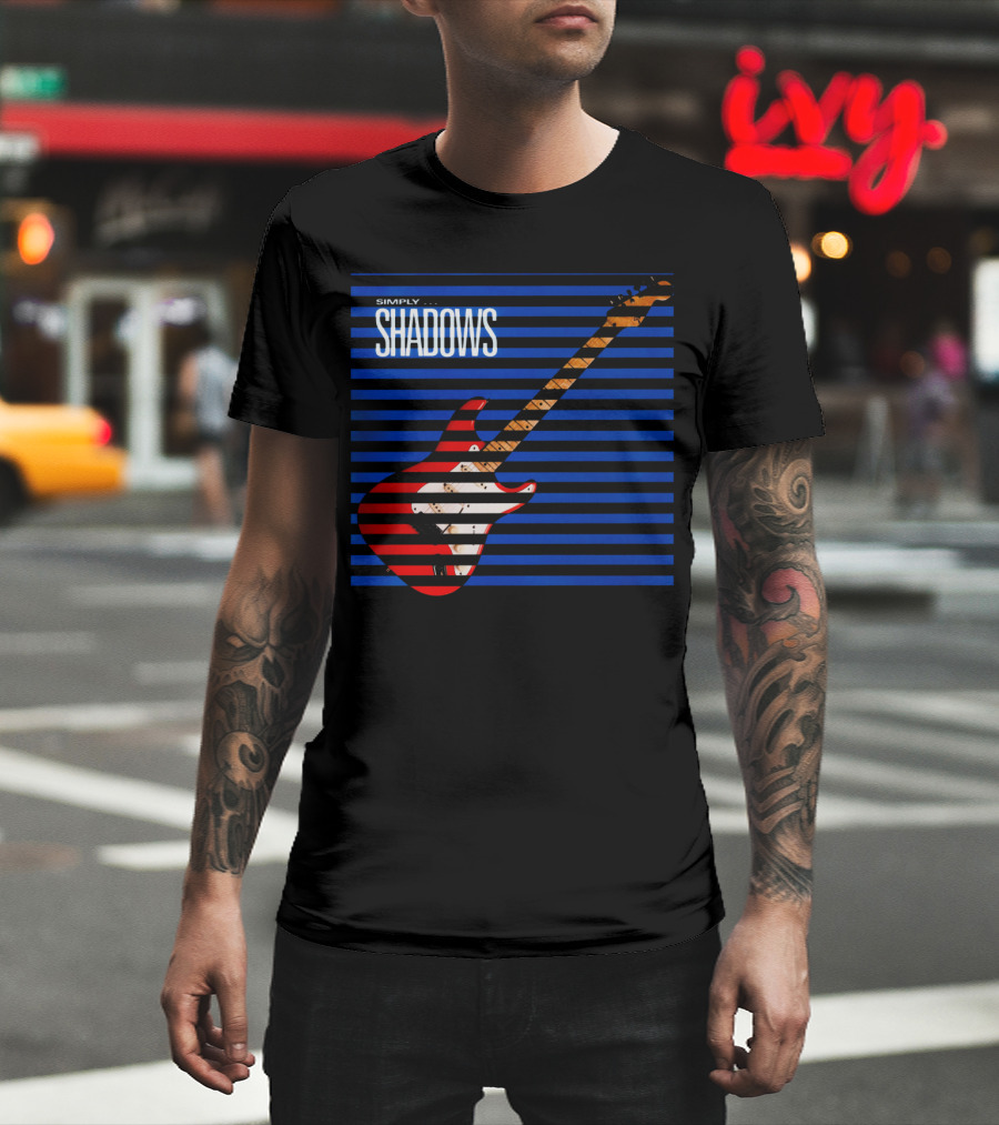 Simply Shadows Electric Guitar With Stripes T-Shirt