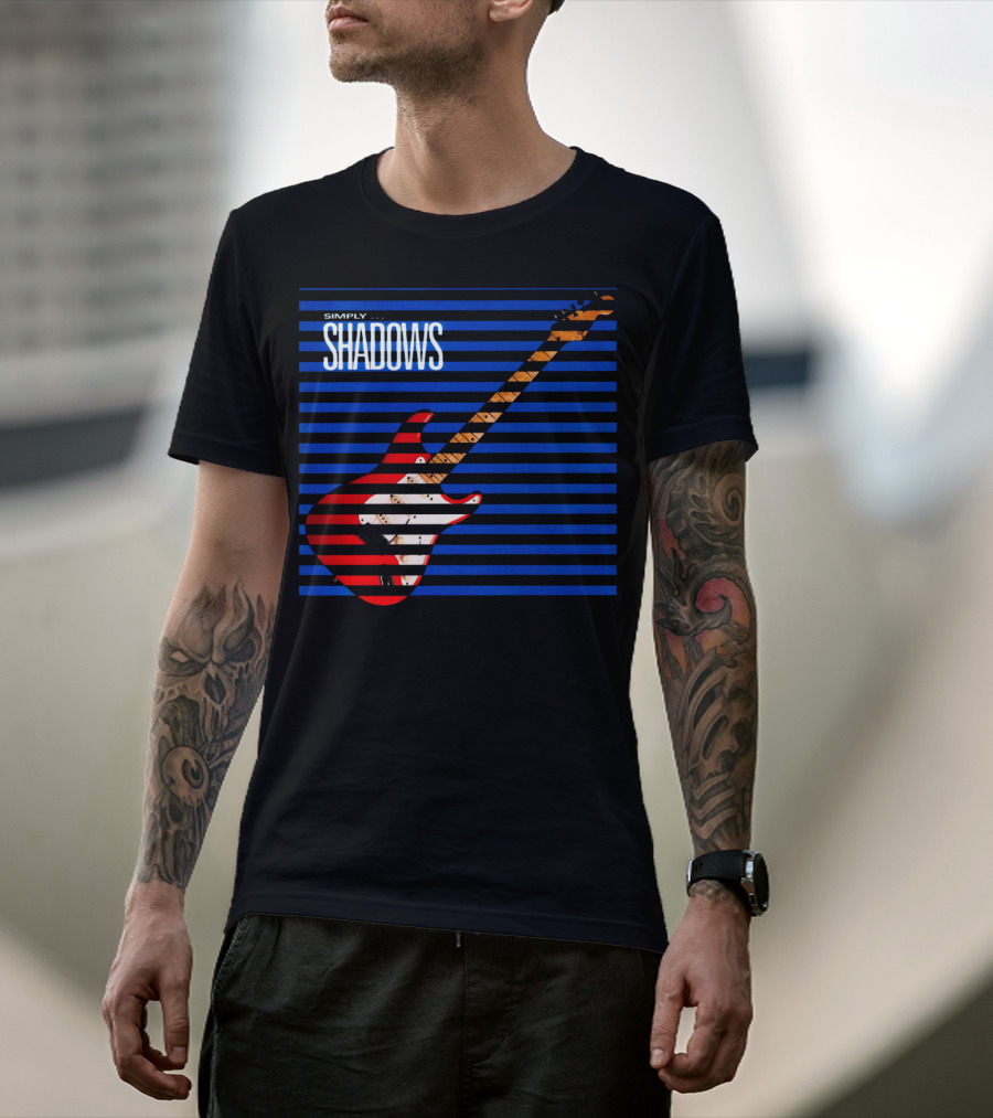 Simply Shadows Electric Guitar With Stripes T-Shirt