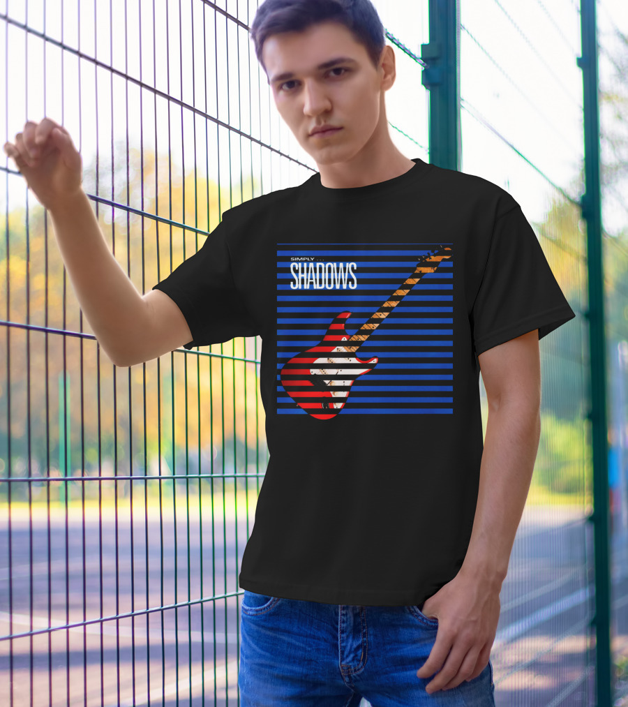 Simply Shadows Electric Guitar With Stripes T-Shirt