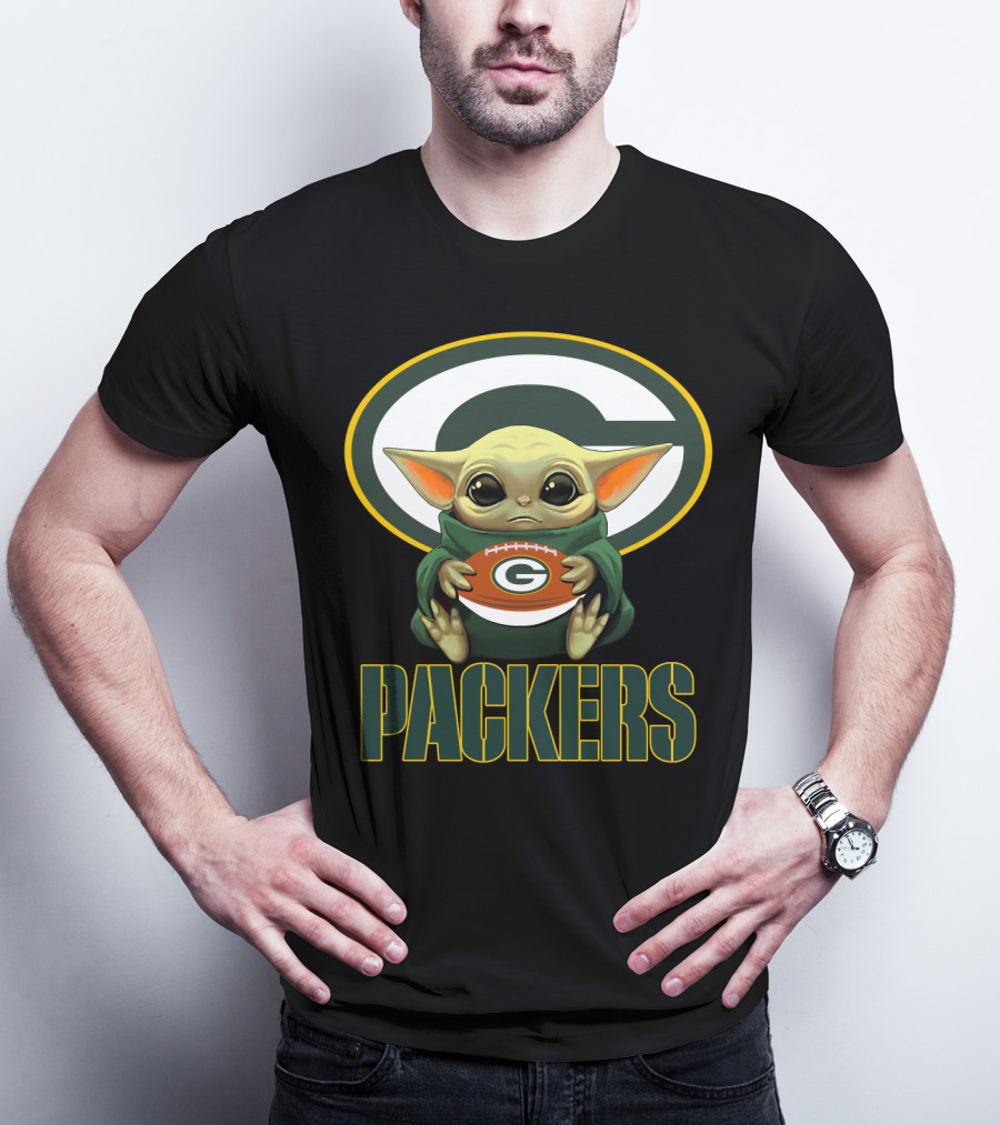Packers GBP Fan Baby Yoda Football T-Shirt