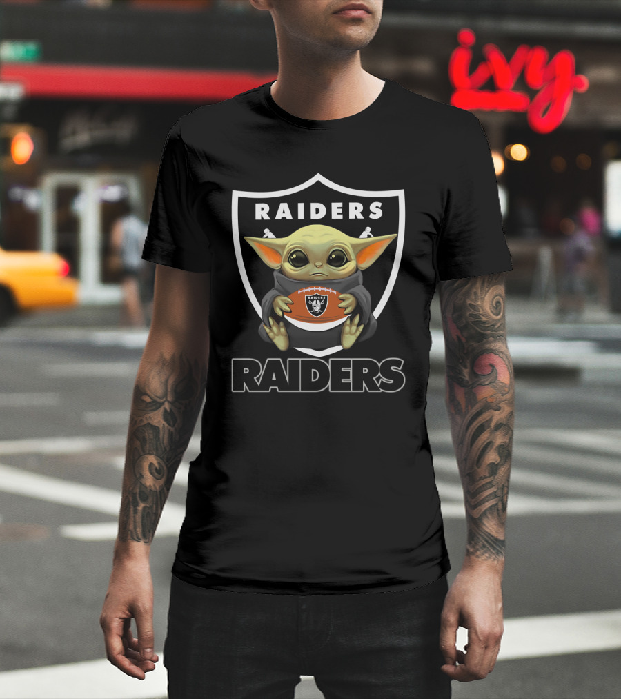 Raiders Yoda Holding Football Fan T-Shirt