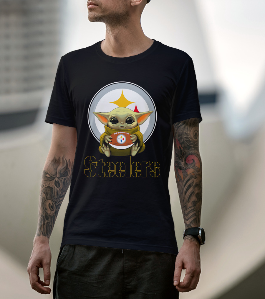 Steelers Baby Yoda Football Fan T-Shirt