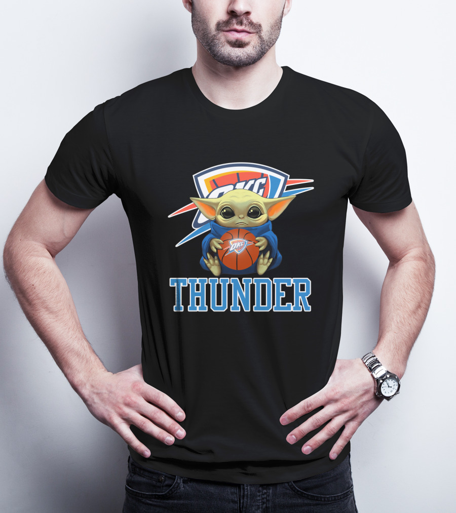 OKC Thunder Fan With Basketball And Character T-Shirt