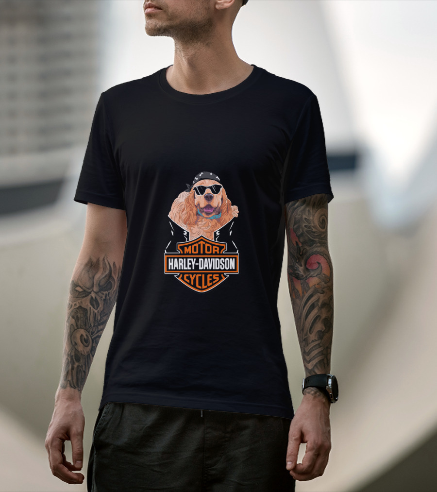 American Cocker Spaniel Harley Davidson Motorcycles Biker T-Shirt