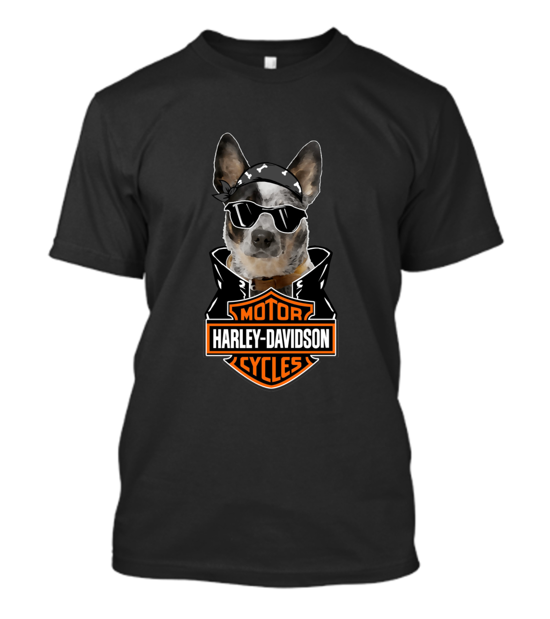 Harley Davidson Motorcycles Australian Cattle Dog Biker T-Shirt