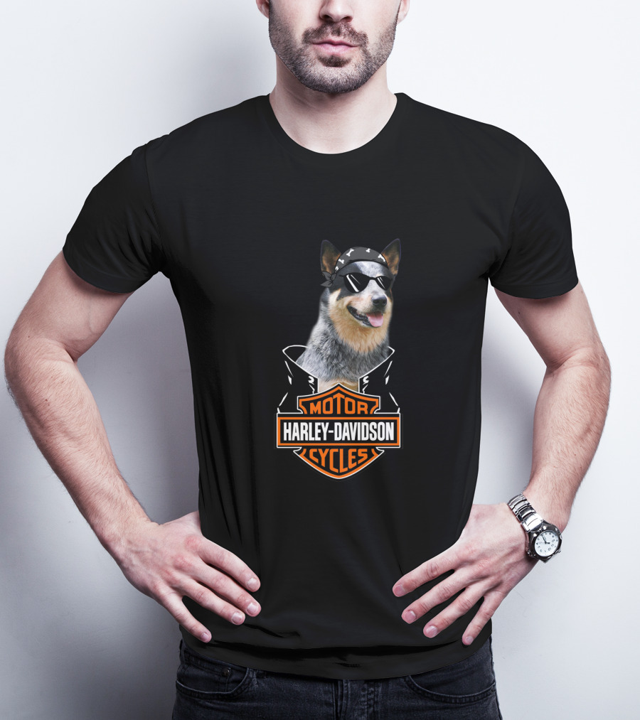 Harley Davidson Blue Heelers Biker Dog T-Shirt