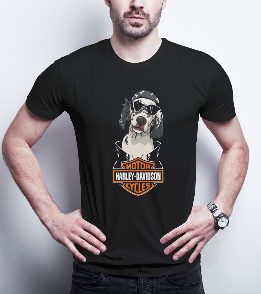 English Setter Harley Davidson Biker Dog T-Shirt