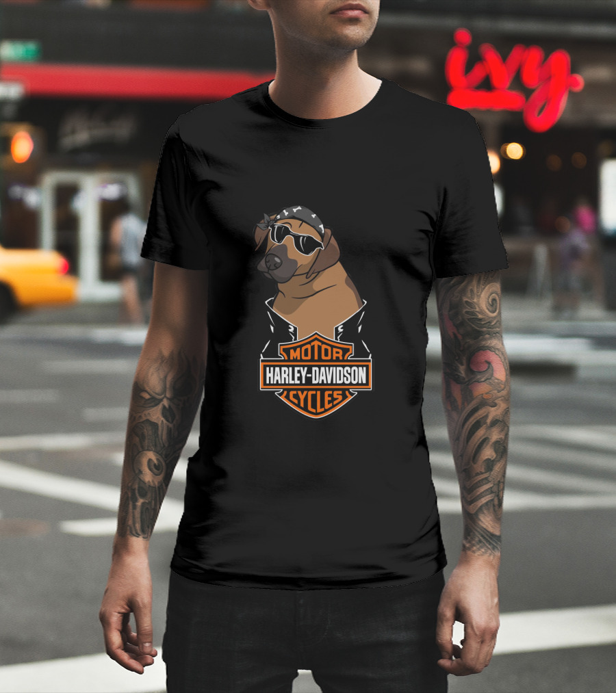 Harley Davidson Motor Cycles Rhodesian Ridgeback Biker T-Shirt