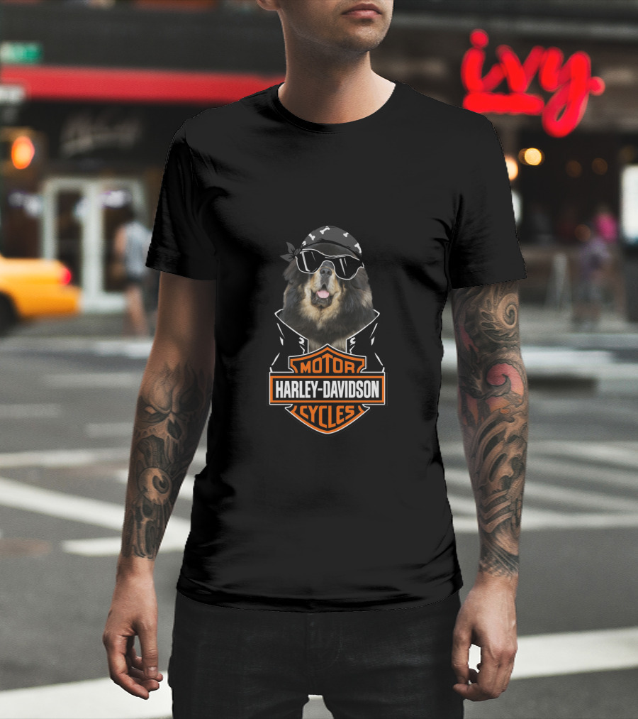 Harley Davidson Tibetan Mastiff Biker T-Shirt