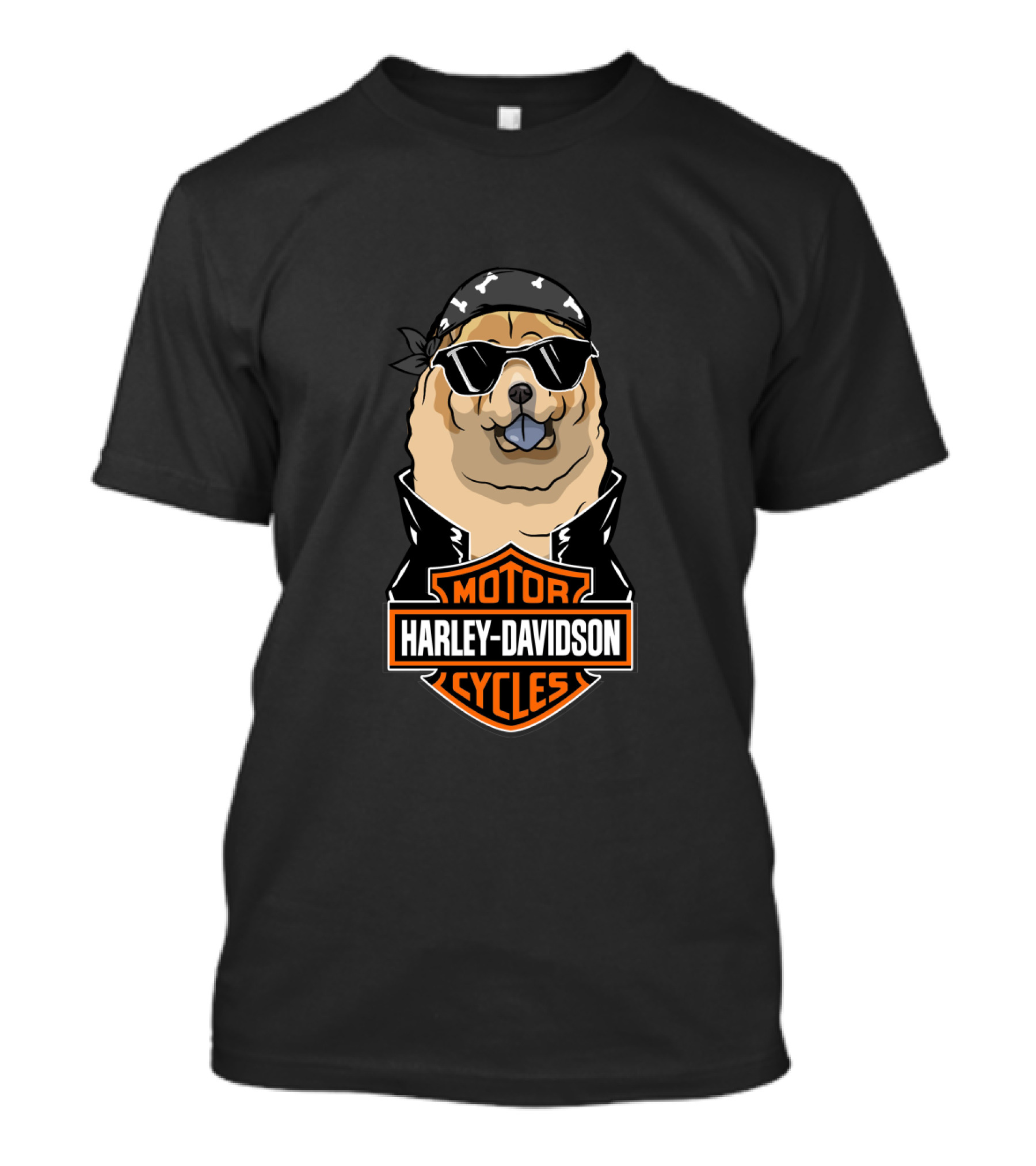 Harley Davidson Chow Chow Black Tongue Biker T-Shirt