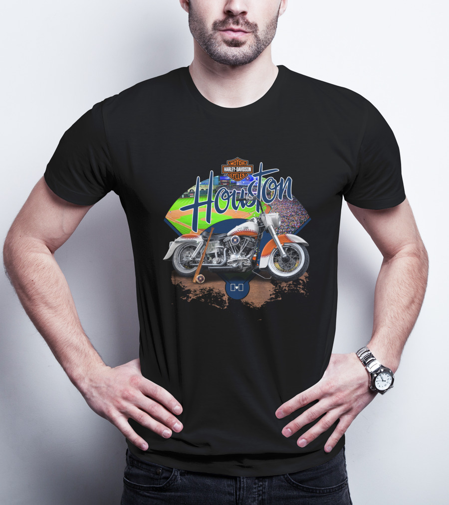 Houston Astros Harley Davidson Motorcycle Baseball Experience T-Shirt