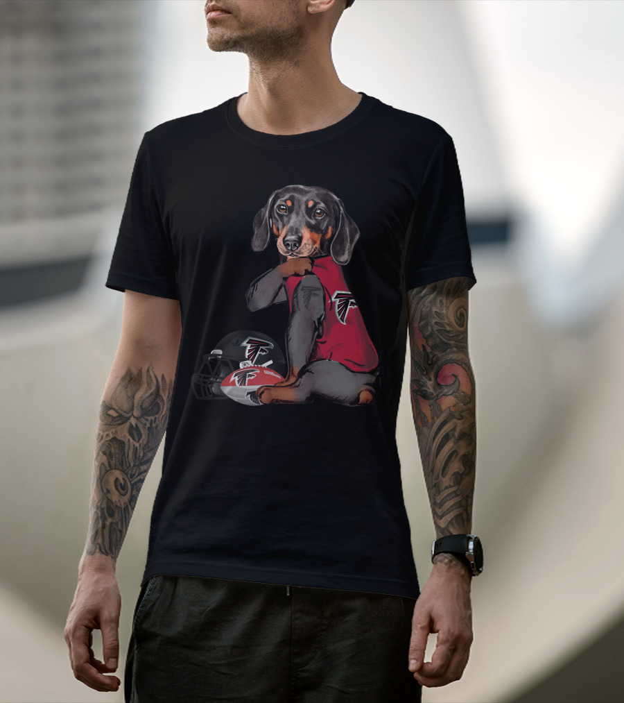 Atlanta Falcons Dachshund With Football Helmet And Ball T-Shirt
