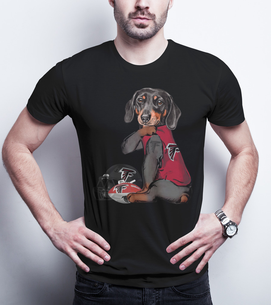 Atlanta Falcons Dachshund With Football Helmet And Ball T-Shirt