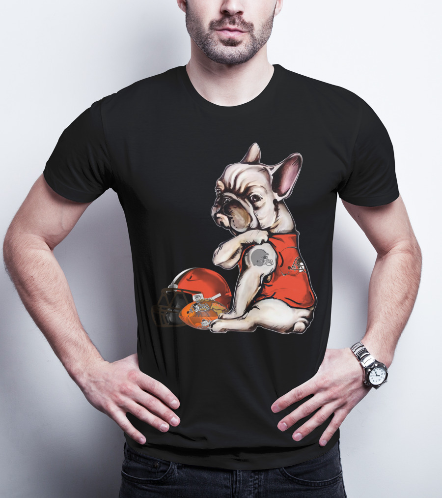 Cleveland Browns Pug Football Helmet And Jersey T-Shirt
