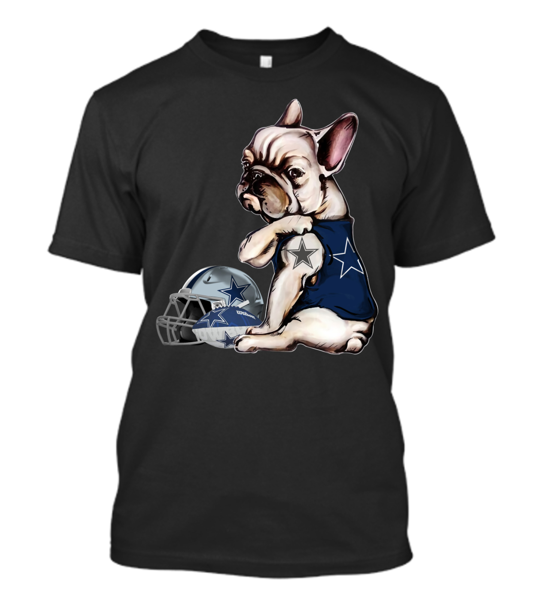 Dallas Cowboys Pug With Star Jersey And Helmet T-Shirt