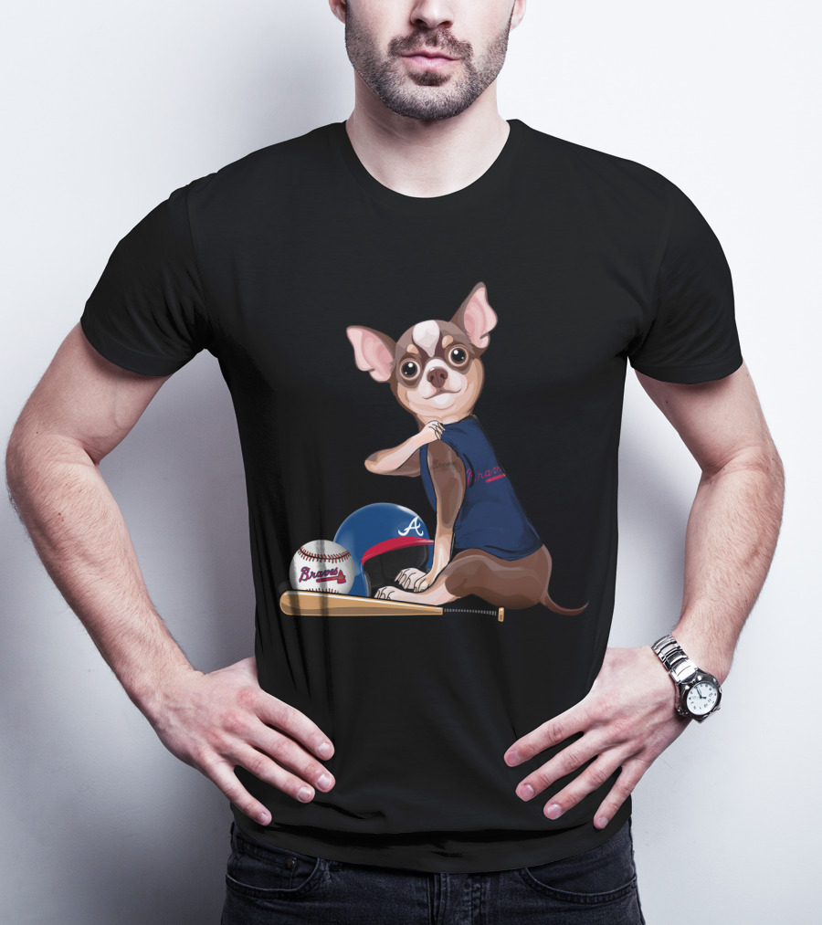 Atlanta Braves Chihuahua Baseball Team Spirit T-Shirt