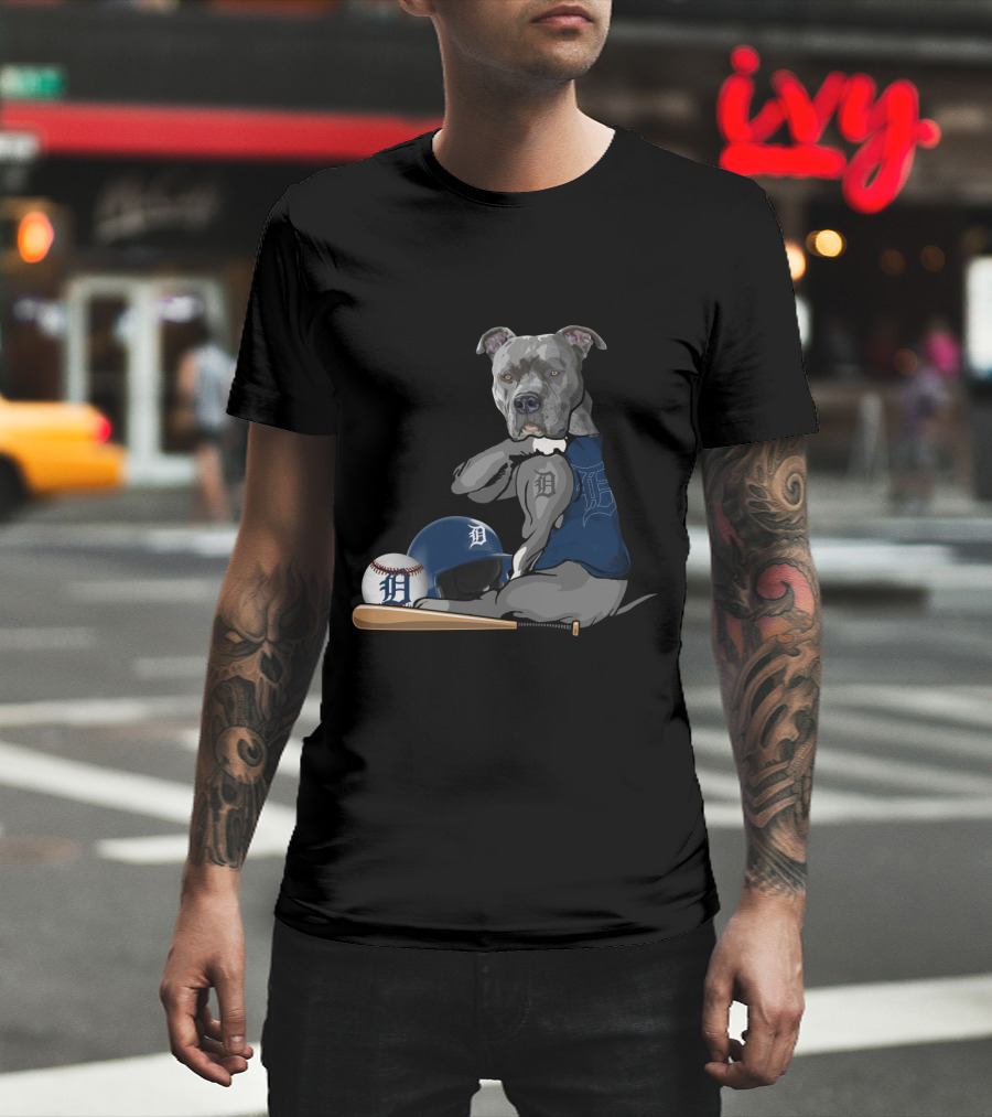 Detroit Tigers Pit Bull Baseball Team Spirit T-Shirt
