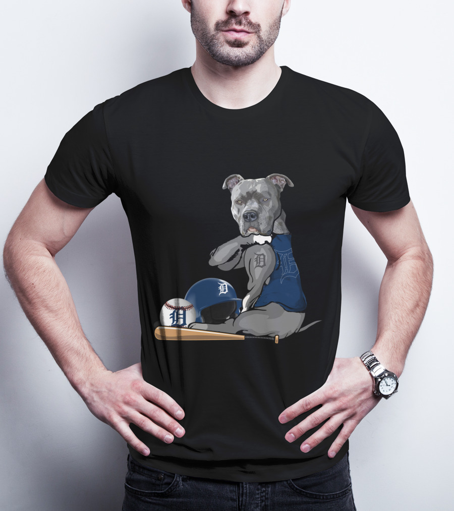 Detroit Tigers Pit Bull Baseball Team Spirit T-Shirt
