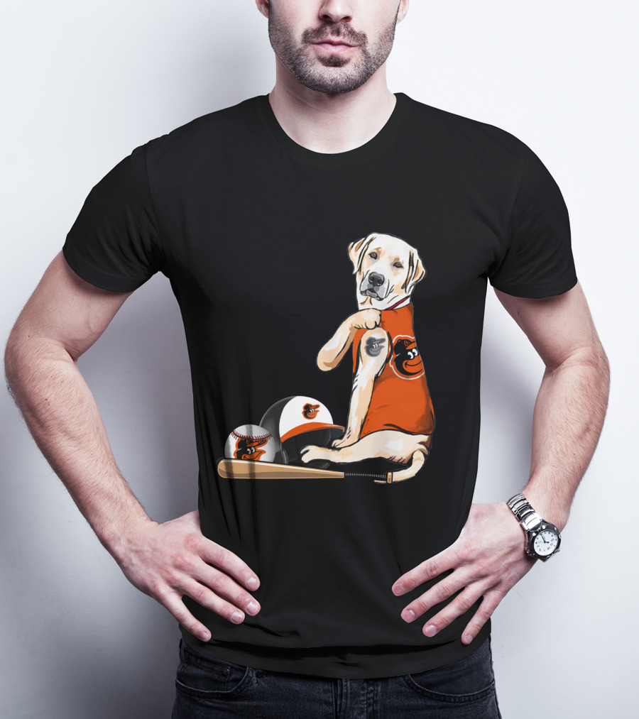 Yellow Labradors Baltimore Orioles Baseball Retriever T-Shirt