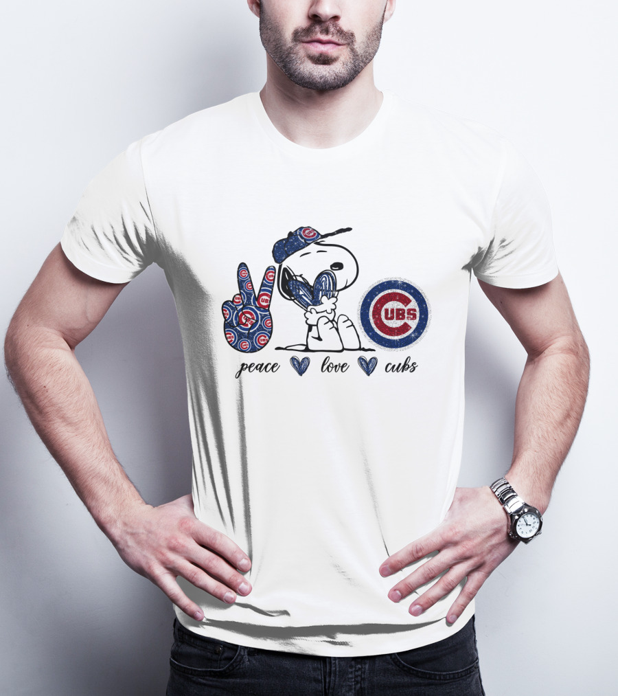 Peace Love Cubs Chicago C Logo Snoopy T-Shirt