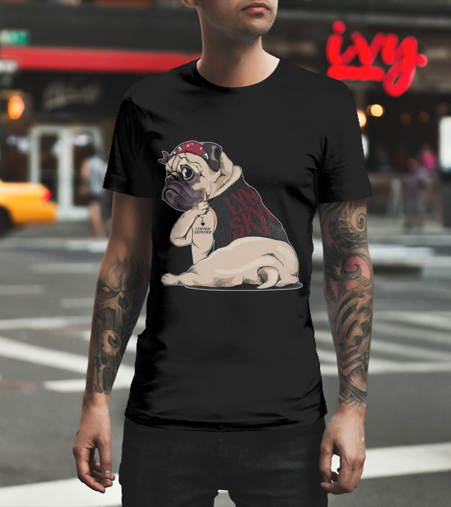 Lynyrd Skynyrd Pug Tattoo With Bandana And Vest T-Shirt
