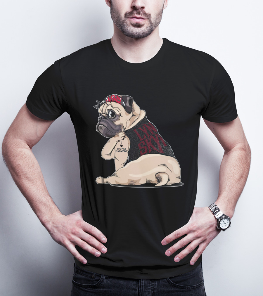 Lynyrd Skynyrd Pug Tattoo With Bandana And Vest T-Shirt