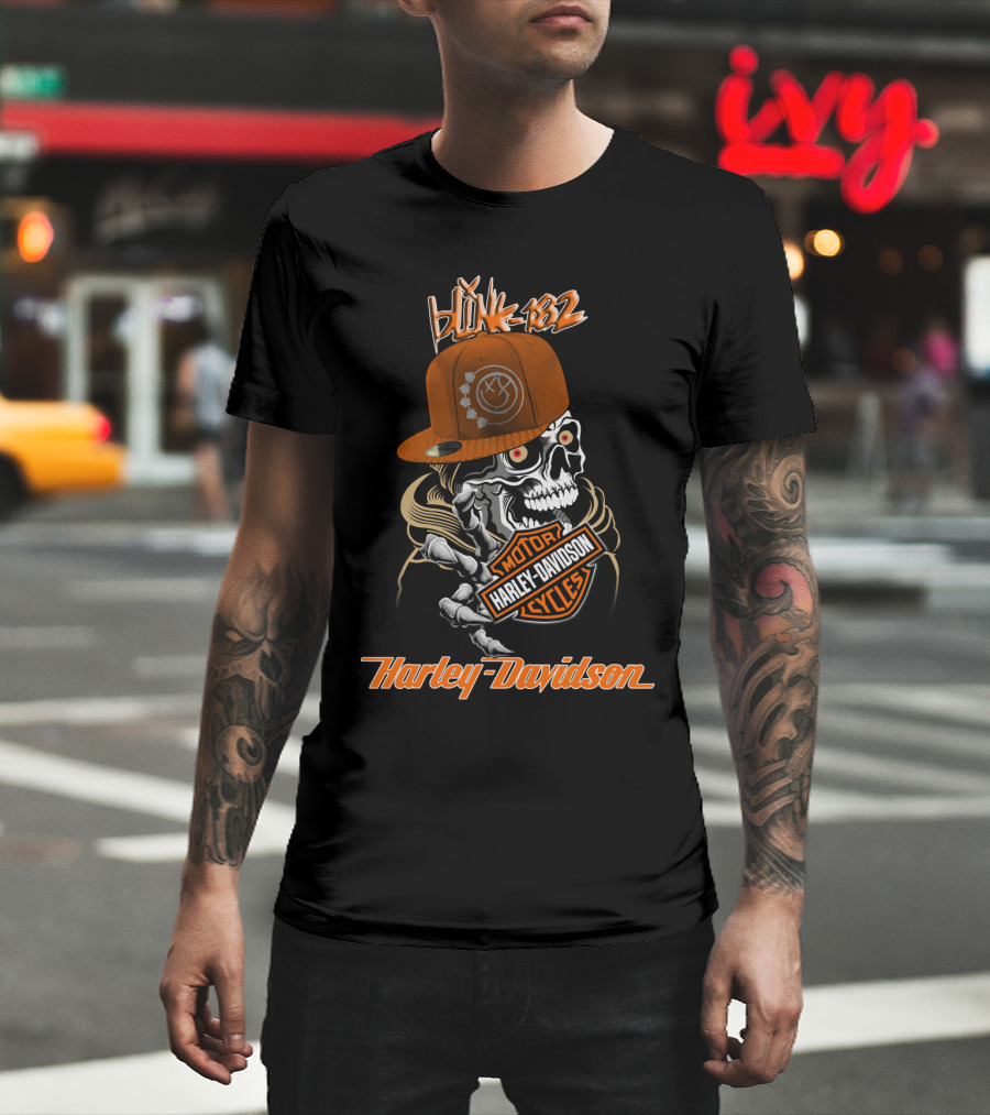 Blink 182 Harley Davidson Skull Motorcycles T-Shirt
