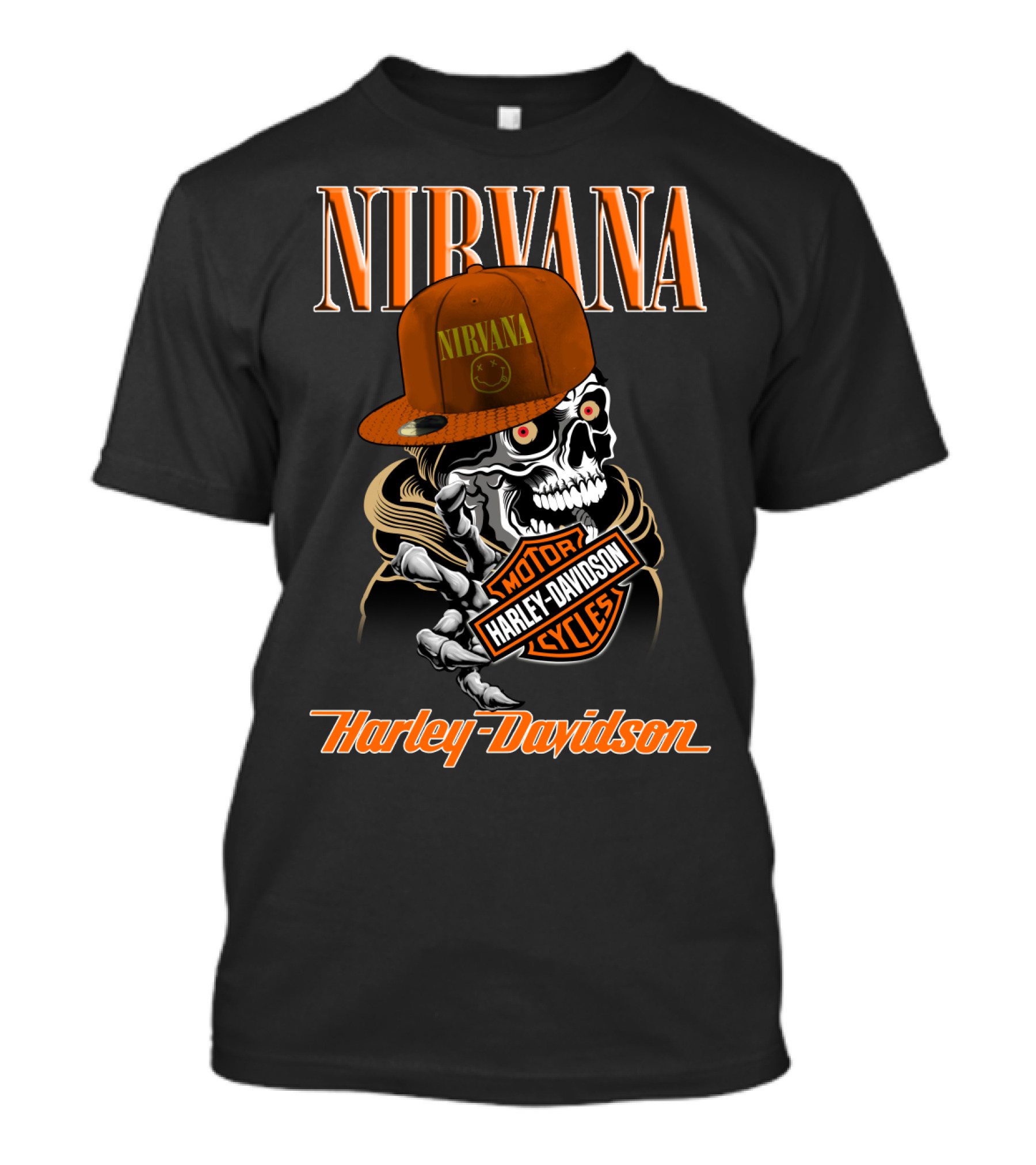 Nirvana Skull Harley Davidson Motorcycles T-Shirt