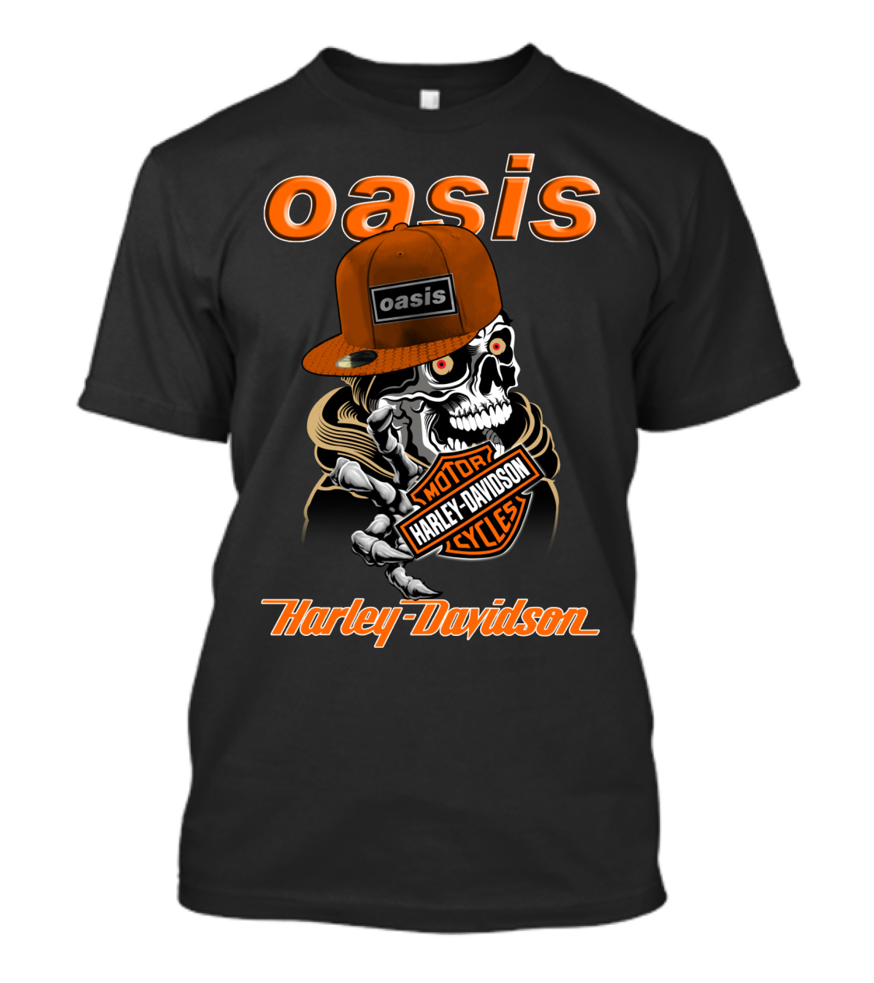 Oasis Skull Harley Davidson Motorcycles T-Shirt