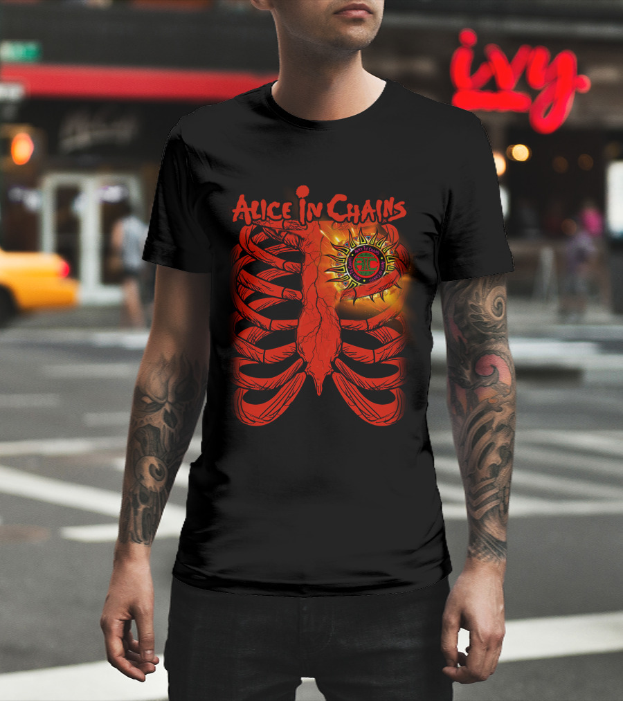 Alice In Chains Sunburst Ribcage Skeleton T-Shirt