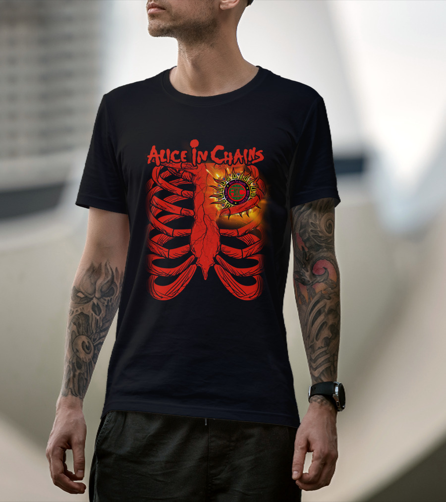 Alice In Chains Sunburst Ribcage Skeleton T-Shirt