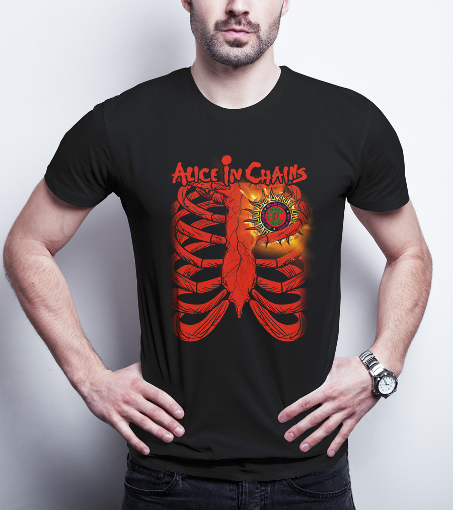 Alice In Chains Sunburst Ribcage Skeleton T-Shirt
