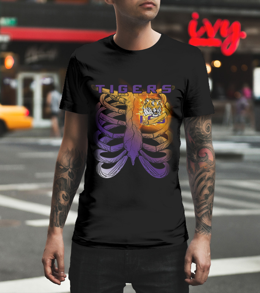 Tigers Ribcage Heart LSU Tigers T-Shirt