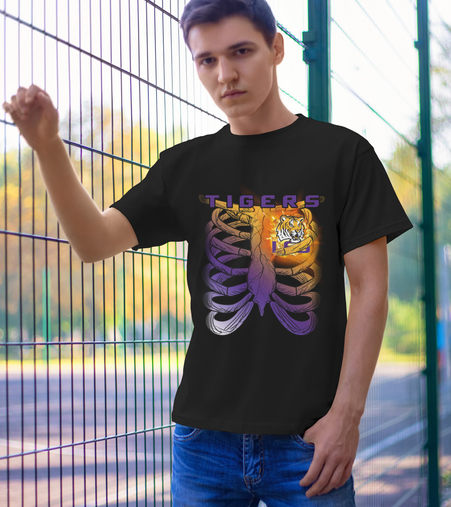 Tigers Ribcage Heart LSU Tigers T-Shirt