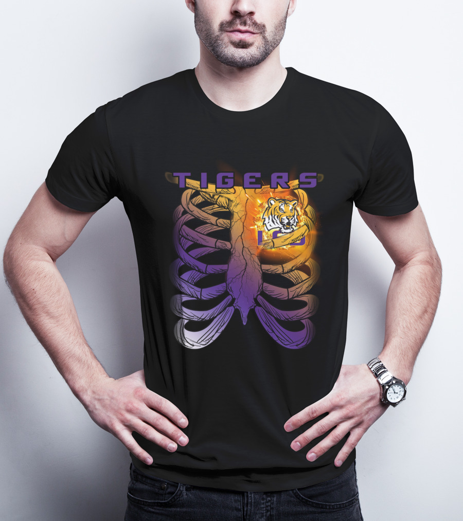 Tigers Ribcage Heart LSU Tigers T-Shirt