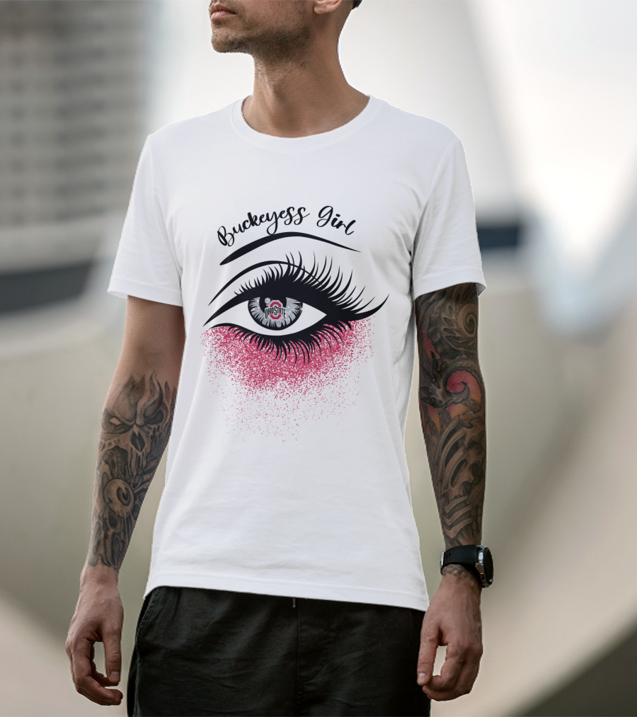 Buckeyess Girl Ohio State Eye Logo And Pink Glitter T-Shirt