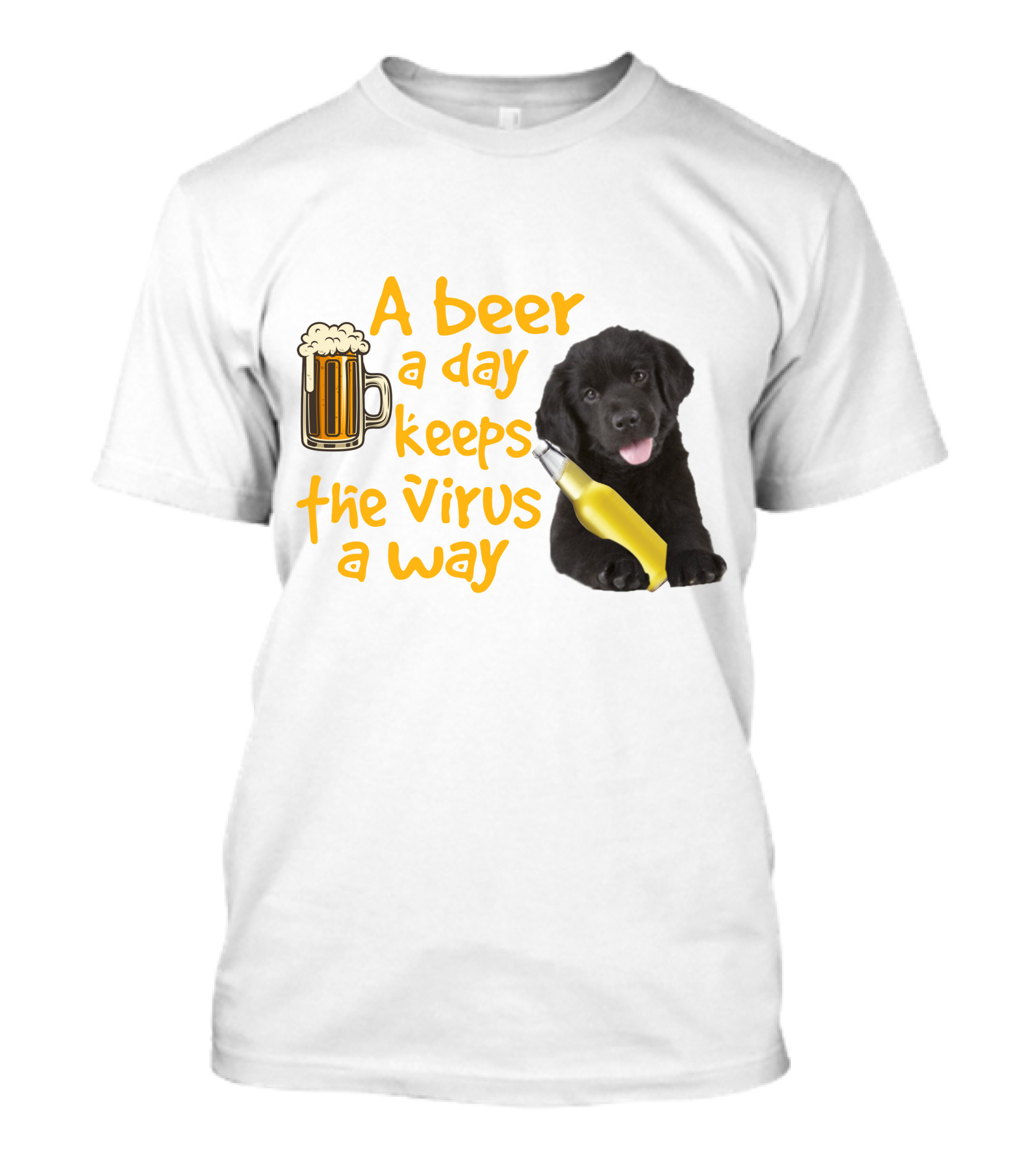 A Beer A Day Keeps The Virus Away Funny Newfoundland Dog And Beer T-Shirt